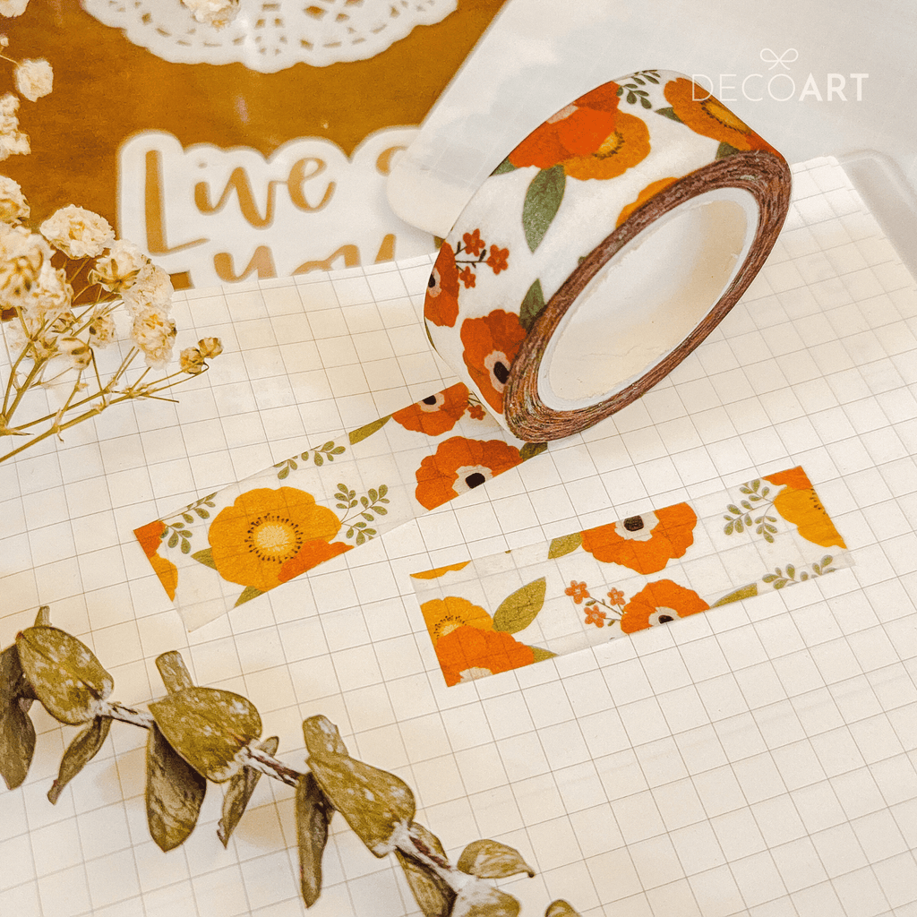 Red Orange Floral Washi Tape – Deco Art MNL