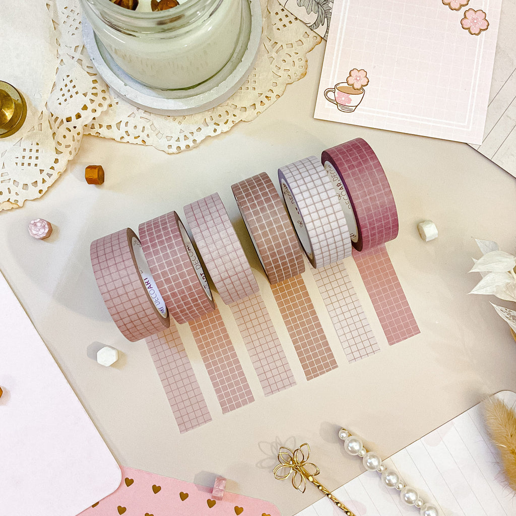 Dusty Rose and Taupe Grid Washi Tape Set – Deco Art MNL