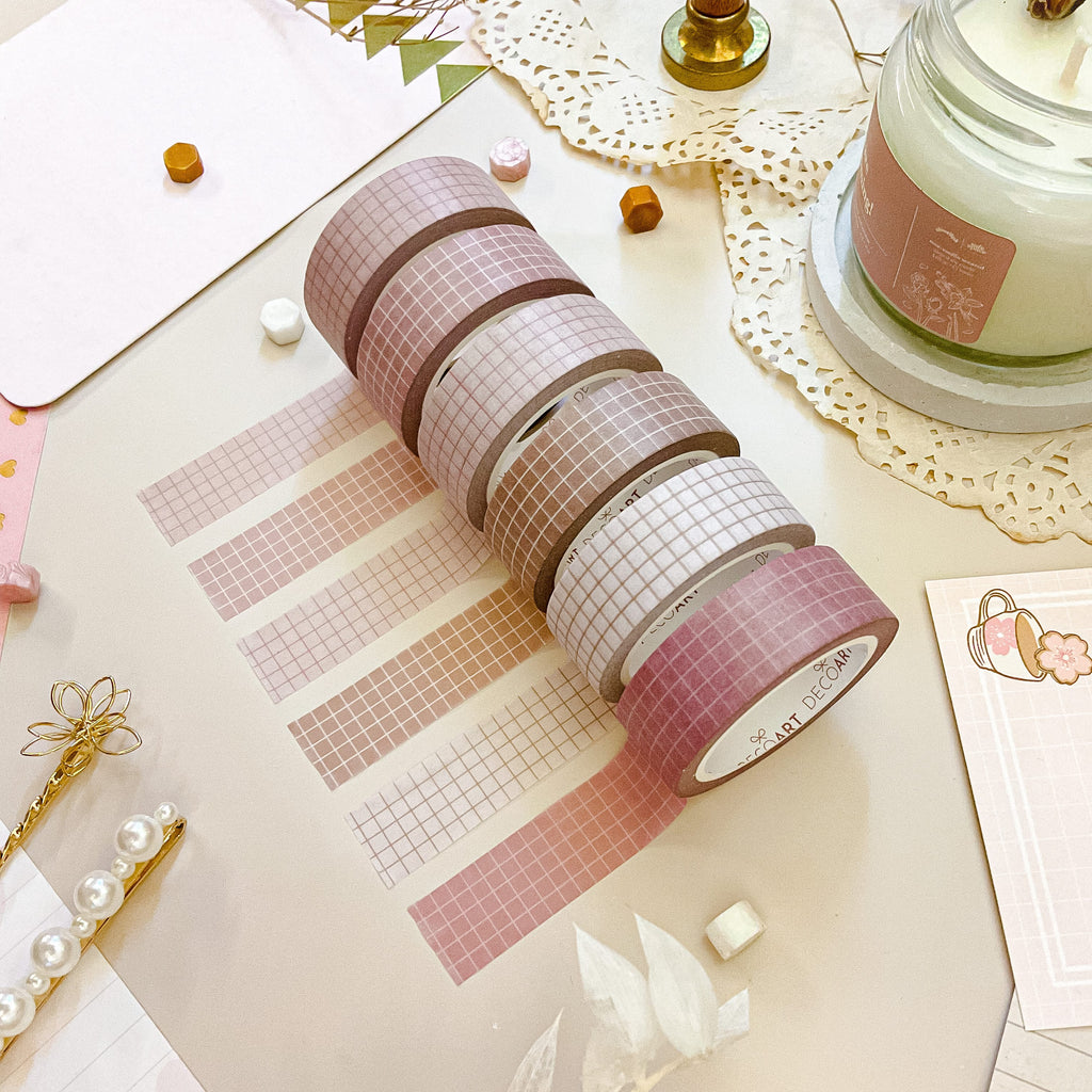 Dusty Rose and Taupe Grid Washi Tape Set – Deco Art MNL